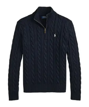 Polo Ralph Lauren Cable Knit Quarter-zip Sweater - Hunter Navy