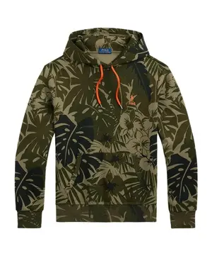Polo Ralph Lauren Palm-camo Double Knit Hoodie - Black