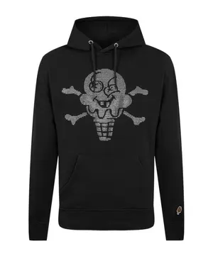ICECREAM Long-sleeved Hooded Sweatshirt - Black