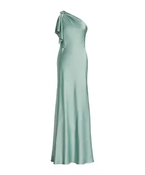 Ralph Lauren Satin Charmeuse One-shoulder Gown