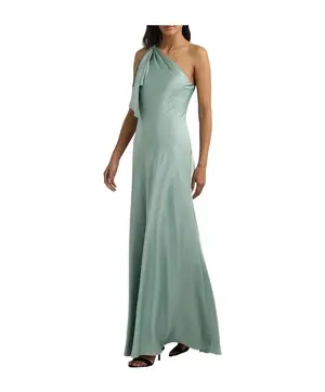 Ralph Lauren Satin Charmeuse One-shoulder Gown