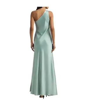 Ralph Lauren Satin Charmeuse One-shoulder Gown
