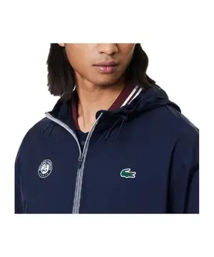 Lacoste Navy Hooded Windproof Casual Jacket With Tennis Collaboration Design