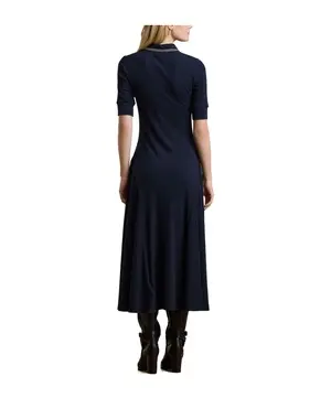Ralph Lauren Cotton Blend Mid-length A-line Dress With Logo Button Embellishment