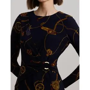 Ralph Lauren Nautical Print Midi Dress