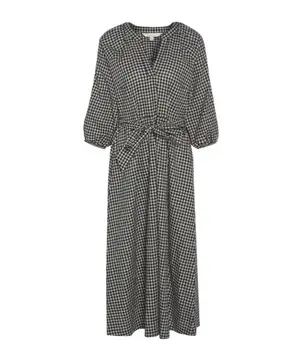 Barbour Long Sleeve Midi Dress With Gingham Checks