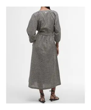 Barbour Long Sleeve Midi Dress With Gingham Checks