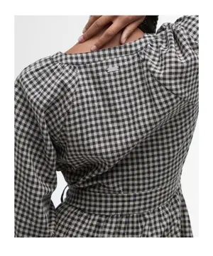 Barbour Long Sleeve Midi Dress With Gingham Checks
