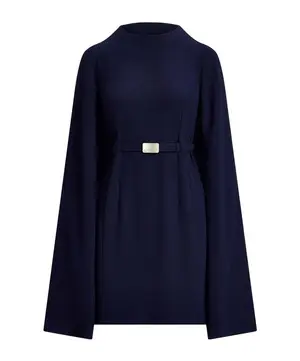 Ralph Lauren Rayzelle Dress With Cape Effect And Belted Waist