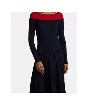 Ralph Lauren Ribbed Knit Pleated Dress
