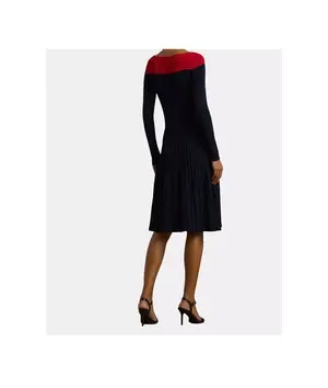 Ralph Lauren Ribbed Knit Pleated Dress
