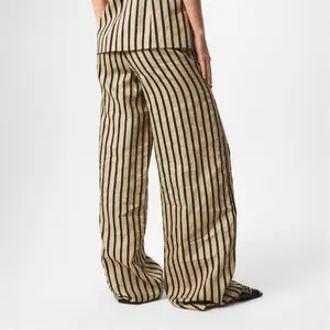 Max Mara Striped Palazzo Trousers - Nude
