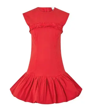 GANNI Ruffled Mini Dress - Red