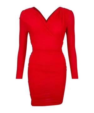 Balenciaga Draped V-neck Long Sleeve Dress