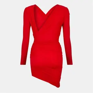 Balenciaga Draped V-neck Long Sleeve Dress