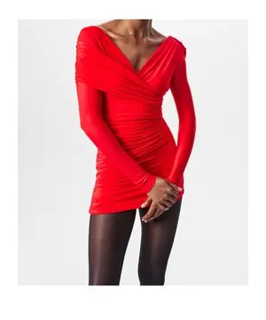 Balenciaga Draped V-neck Long Sleeve Dress