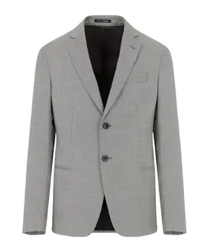 Emporio Armani Light Grey Houndstooth Single-breasted Blazer - Gray