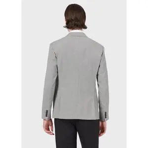 Emporio Armani Light Grey Houndstooth Single-breasted Blazer