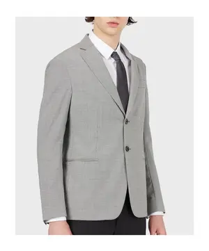 Emporio Armani Light Grey Houndstooth Single-breasted Blazer