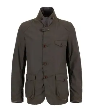Barbour Beacon Sports Jacket With High Collar And Button Fastening