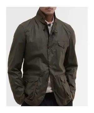 Barbour Beacon Sports Jacket With High Collar And Button Fastening