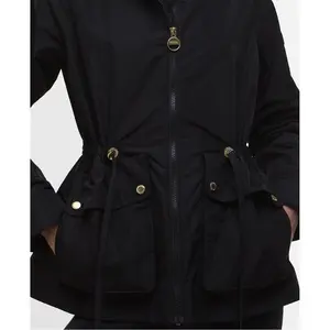 Barbour Long-sleeved Casual Jacket With Adjustable Waist And Drawstring Hood