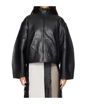 ST. AGNI Cocoon Leather Jacket - Black