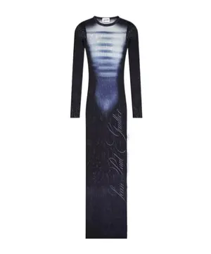 JEAN PAUL GAULTIER Long Sleeve Sheer Floral Maxi Dress