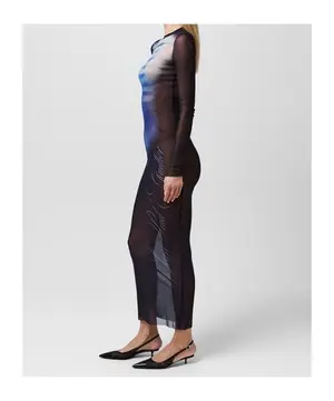 JEAN PAUL GAULTIER Long Sleeve Sheer Floral Maxi Dress