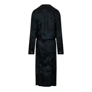 Off-White Satin Floral Jacquard Wrap Dress