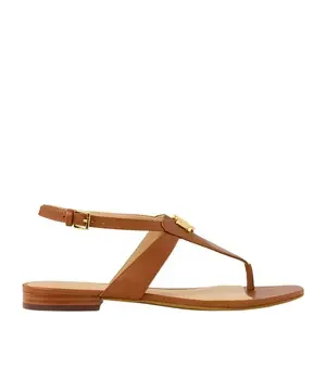 Ralph Lauren Everley Leather Sandal With Buckled Ankle Strap - Brown
