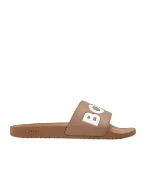 Hugo Boss Boss Comfy Slider Sandals With Logo Detail - Brown