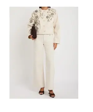 Veronica Beard Emeren Floral-embellished Cotton Jacket