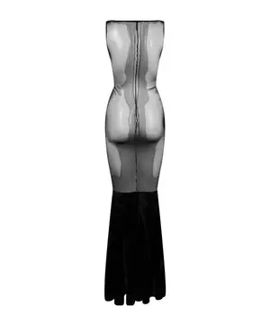 Norma Kamali Tara Ruched Mesh Gown