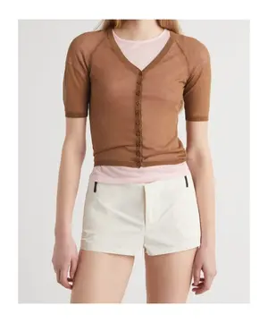 Paloma Wool Short-sleeved V-neck Cardigan - Brown