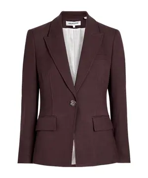Veronica Beard Isaac Fitted Woven Blazer - Wine Red