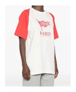 SYSTEM Raglan-sleeve Graphic-print T-shirt - White/red