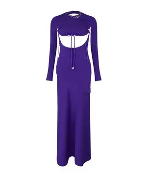 Off-White Long Sleeve Maxi Dress - Purple