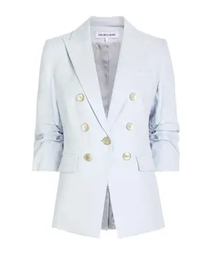 Veronica Beard Tomi Dickey Gathered-sleeve Twill Blazer - Blue