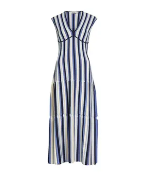 Simkhai Lianne Striped Textured Knit Midi Dress - Blue