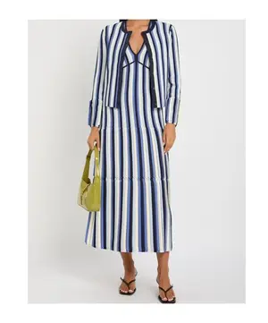 Simkhai Lianne Striped Textured Knit Midi Dress