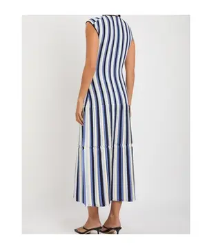 Simkhai Lianne Striped Textured Knit Midi Dress