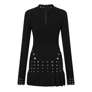 Off-White Eyelet Pleated Mini Dress