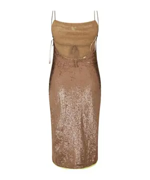 Off-White Sequin Halterneck Midi Dress - Brown