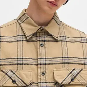 Hugo Boss Khaki Plaid Workwear Long-sleeve Shirt