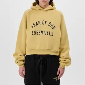 Fear Of God Logo Print Cropped Hoodie