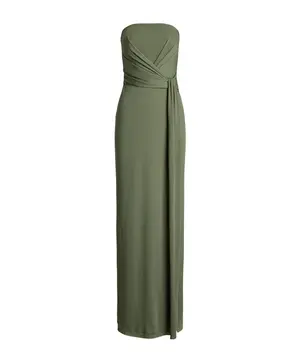 Ralph Lauren Strapless Twisted Bodice Gown - Green