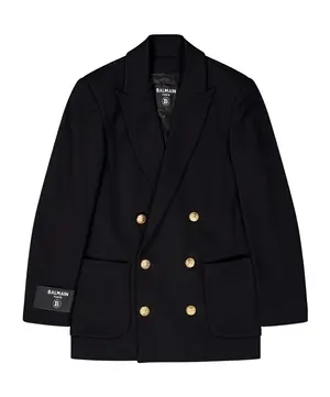 Balmain Double Breasted Embroidered Logo Blazer