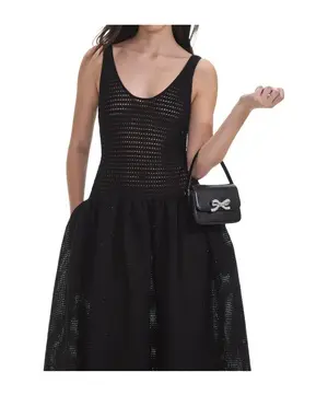 SELF-PORTRAIT Crochet Knit Midi Dress