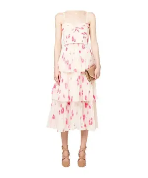 SELF-PORTRAIT Printed Tiered Midi Dress